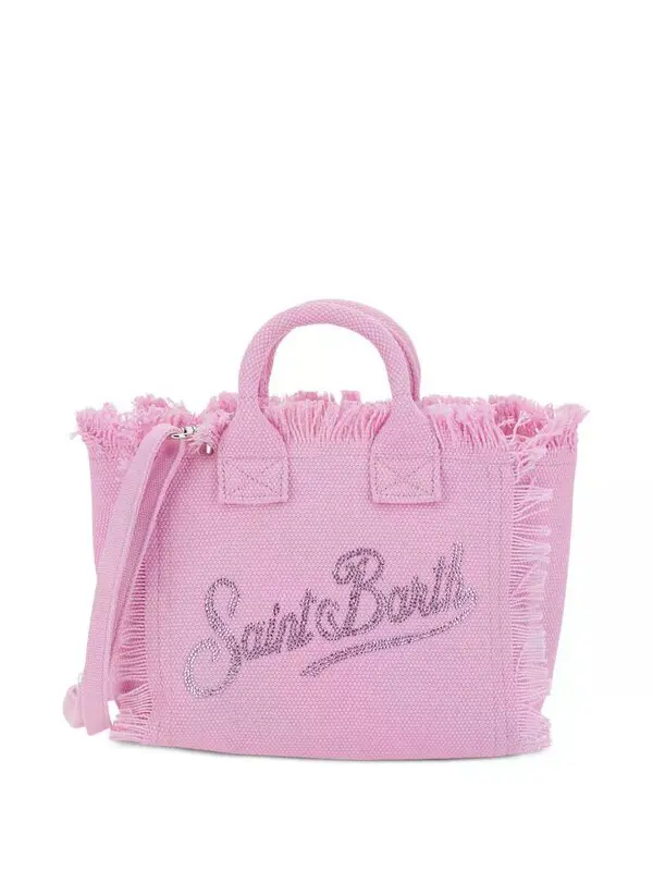 MC2 SAINT BARTH Mini Frayed-edge Logo Tote Bag - Pink