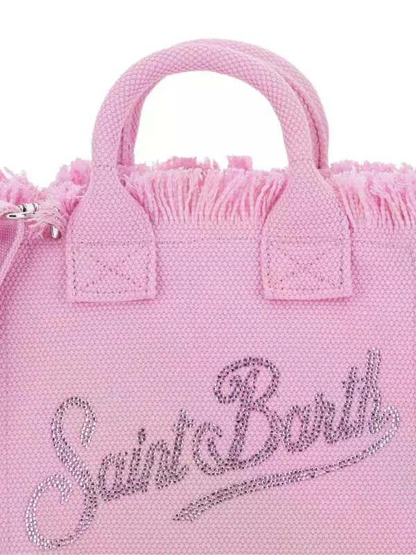 MC2 SAINT BARTH Mini Frayed-edge Logo Tote Bag - Pink