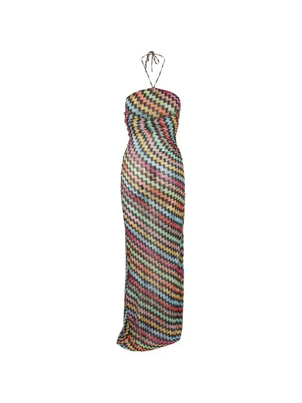 Missoni Long Cover-up In Lamé Viscose With Micro Zigzag Pattern