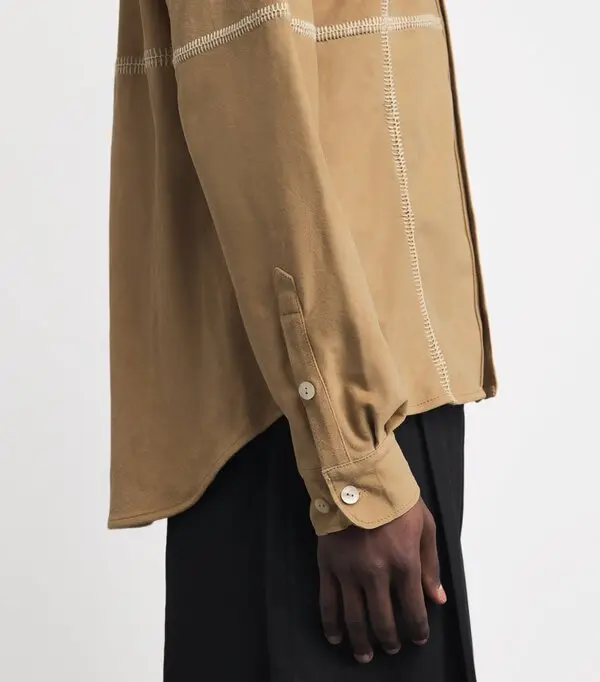 KARTIK RESEARCH Suede Contrast-stitch Shirt