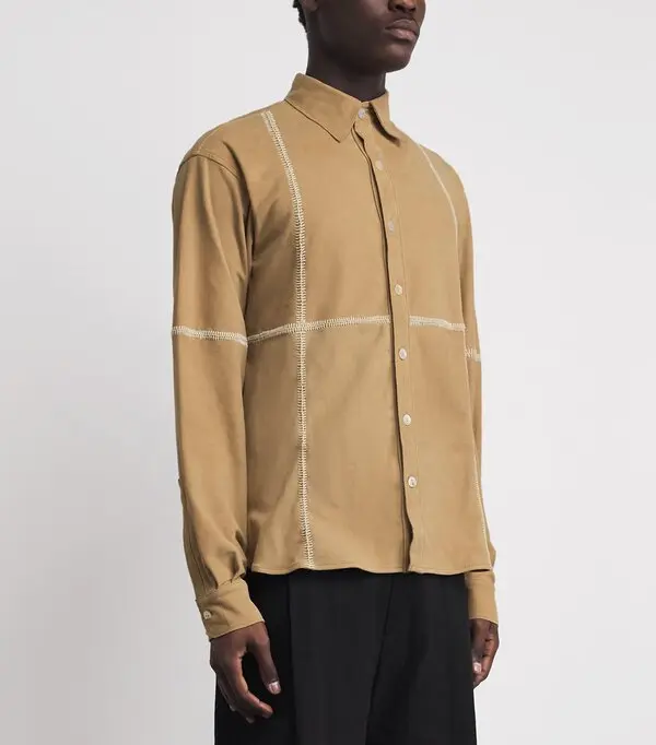 KARTIK RESEARCH Suede Contrast-stitch Shirt