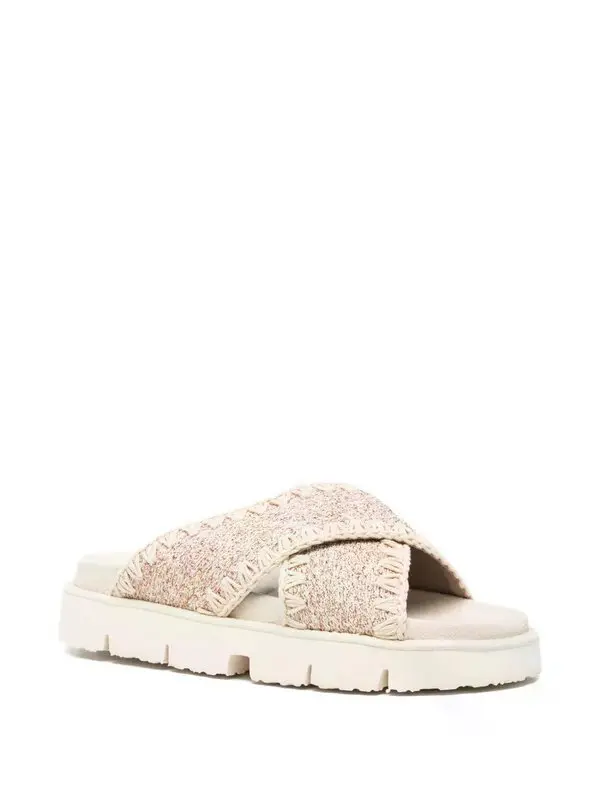 Mou Crochet-trim Crossover-strap Sandals