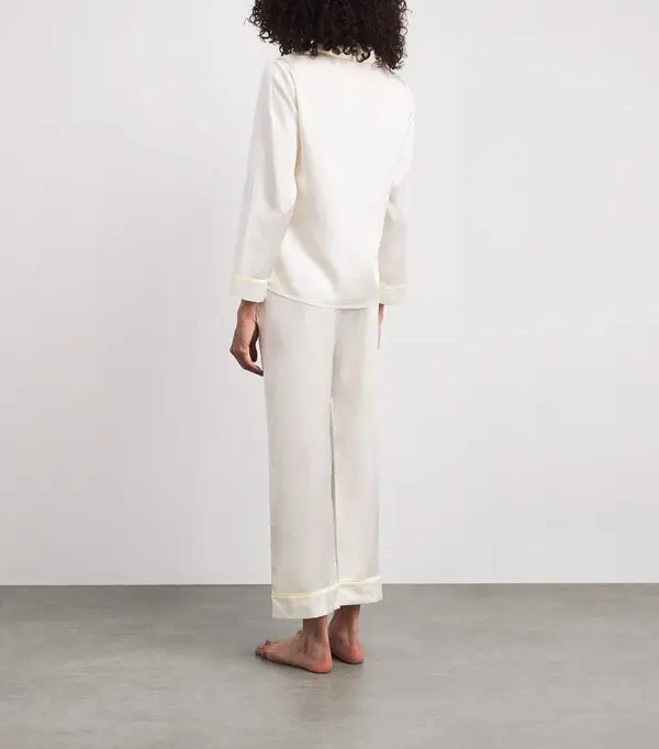 MANITO Mulberry Silk Macaron Pyjamas - White