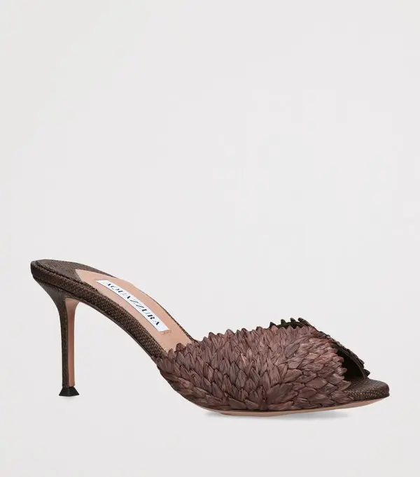 AQUAZZURA Raffia Rio Flirt Heeled Mules - Brown