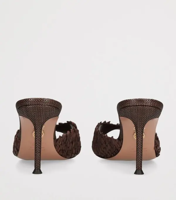 AQUAZZURA Raffia Rio Flirt Heeled Mules - Brown