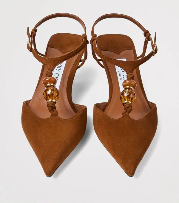 JIMMY CHOO Lauri 50 Suede Slingback Pumps - Brown