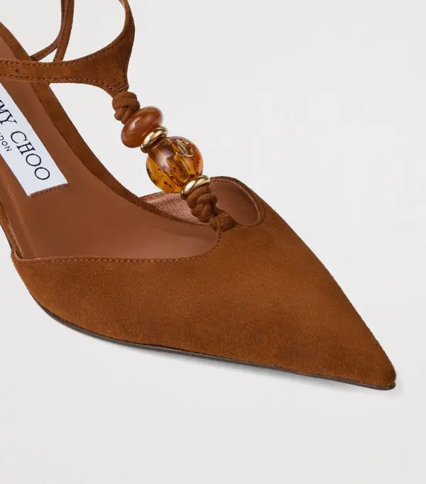 JIMMY CHOO Lauri 50 Suede Slingback Pumps - Brown