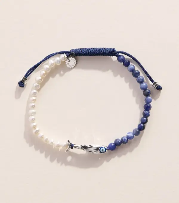 Tateossian Sodalite And Freshwater Pearl Fish Bracelet - Blue