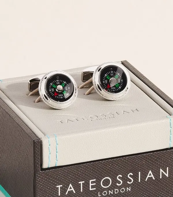 Tateossian Palladium-plated Compass Cufflinks