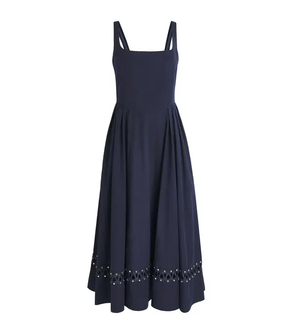 Maje Embroidered Cotton-blend Midi Dress