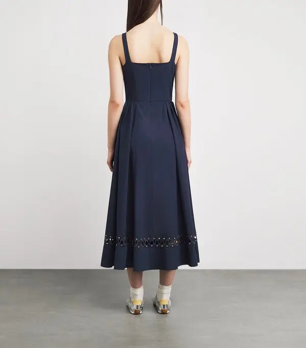 Maje Embroidered Cotton-blend Midi Dress
