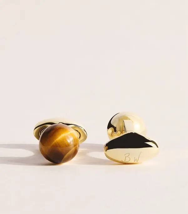BABETTE WASSERMAN LONDON Chakra Power Orb Tigers Eye Cufflinks - Brown