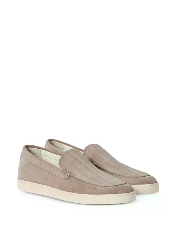 Brunello Cucinelli Chevron-effect Suede Loafer Sneakers - Brown