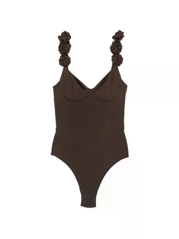 TWINSET Floral Appliqué Swimsuit - Brown