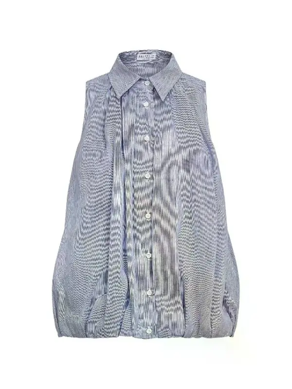Brunello Cucinelli Striped Pleated Shirt