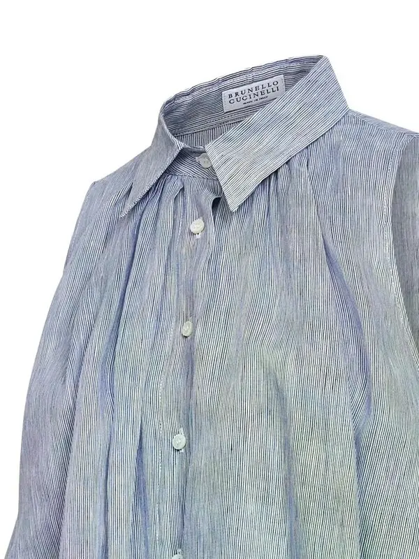 Brunello Cucinelli Striped Pleated Shirt