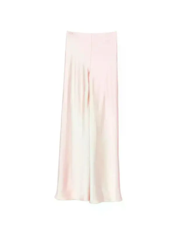 Norma Kamali Satin-finish Wide-leg Trousers - Pink