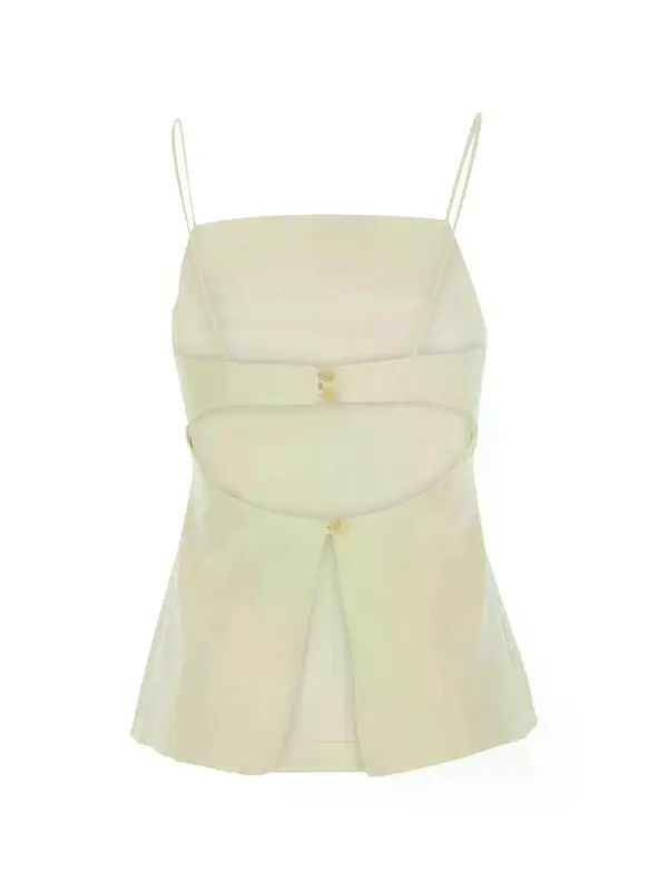 SEMICOUTURE Cut-out Spaghetti Strap Top - Yellow
