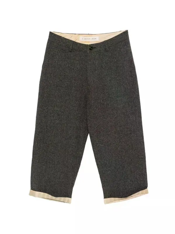 A TENTATIVE ATELIER Check-pattern Trousers With Buckle Detail - Brown