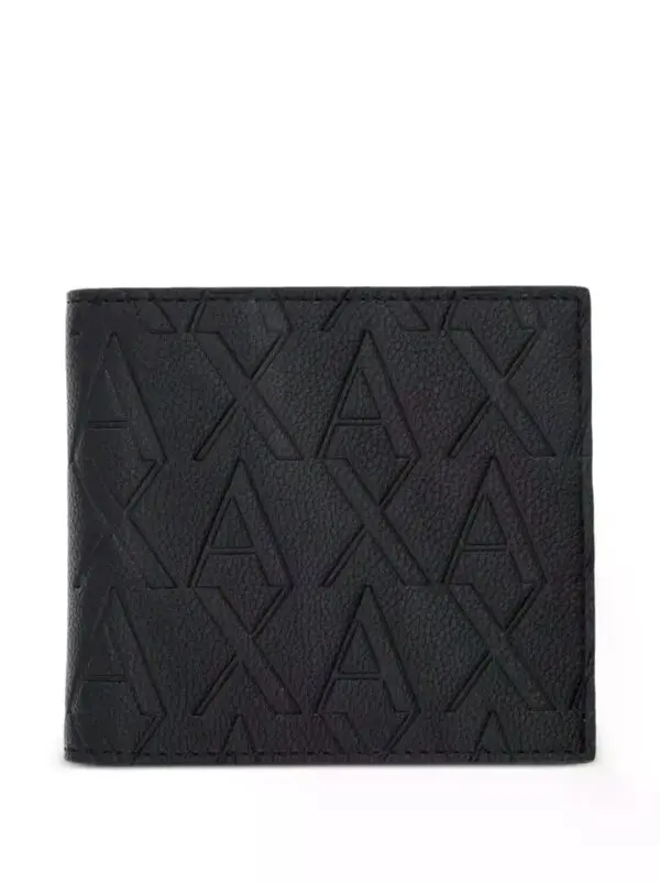 Armani Exchange Monogram-embossed Bi-fold Wallet - Black