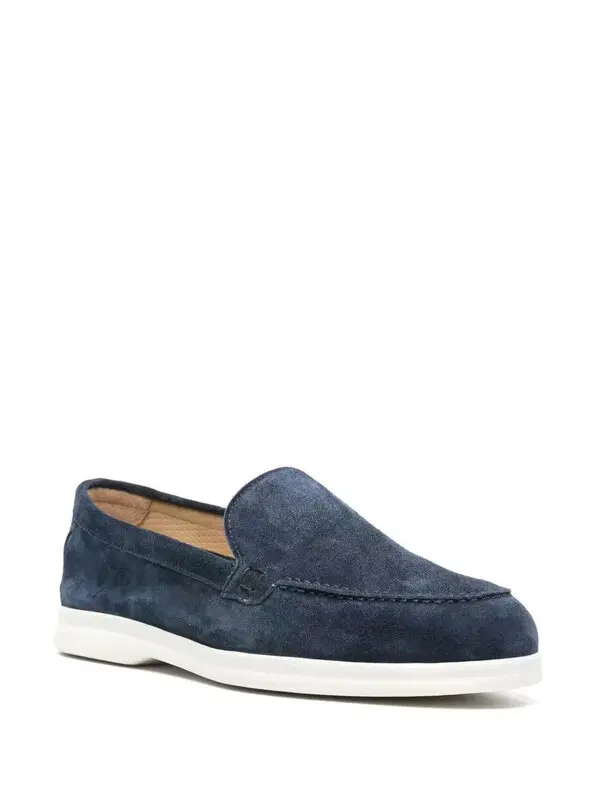 DOUCAL'S Almond-toe Suede Loafers - Blue