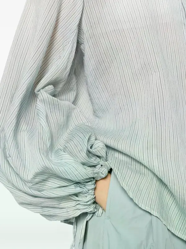 ROBERTO COLLINA Striped Balloon-sleeve Shirt - Blue