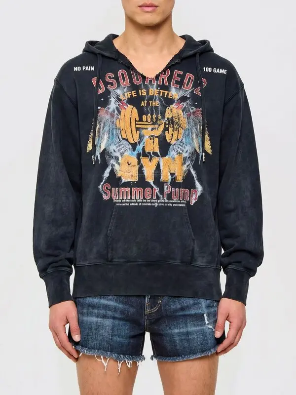 Dsquared2 Graphic Print Hoodie - Charcoal