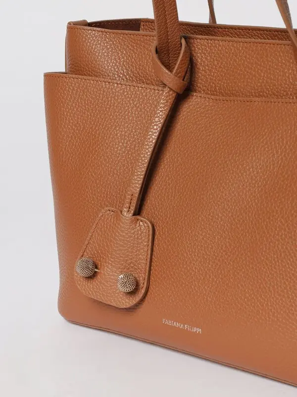 Fabiana Filippi Grained Leather Top Handle Bag - Brown