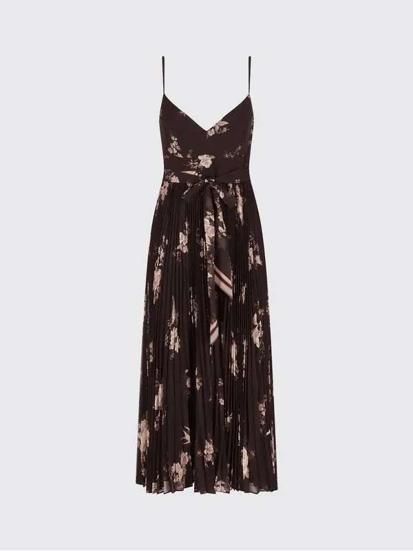 Zimmermann Floral Print Pleated Midi Dress