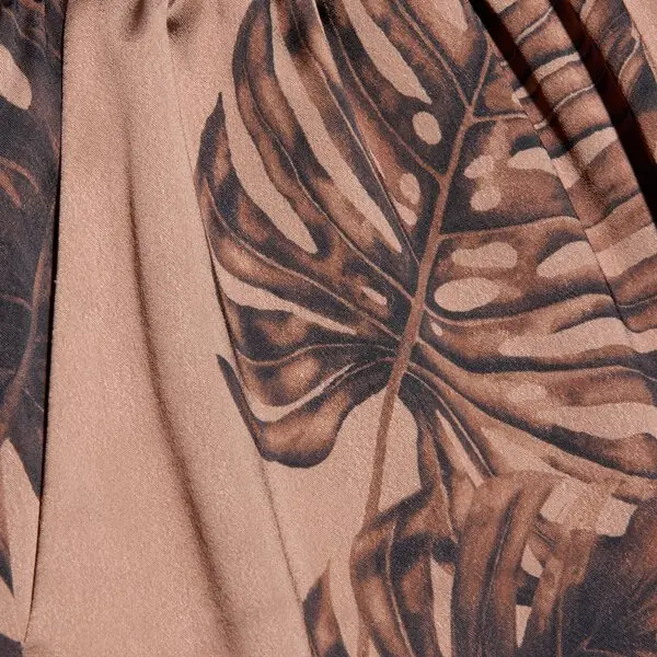 L'Agence Lillian Satin Wide Leg Pants - Hazelnut Multi Large Palm