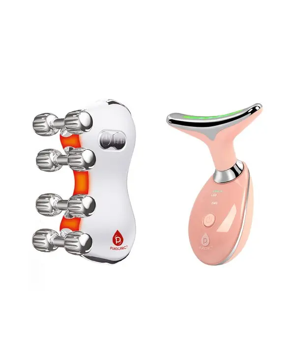 PURSONIC 7-in-1 Led Therapy Wand And 5-in-1 Skin Roller Massager - White