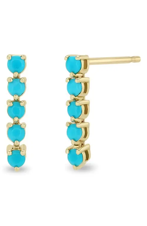 Zoe Chicco 14k Gold Turquoise Tennis Stud Earrings - 14k Yellow Gold/turquoise