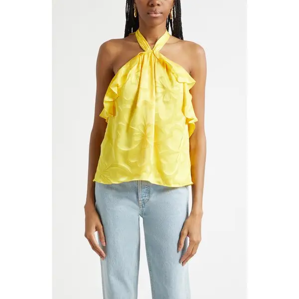 Ramy Brook Burnout Talia Halter Top - Sunshine Burnout