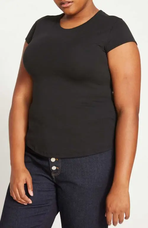 Universal Standard Ashley Cap-sleeve Cotton T-shirt - Black