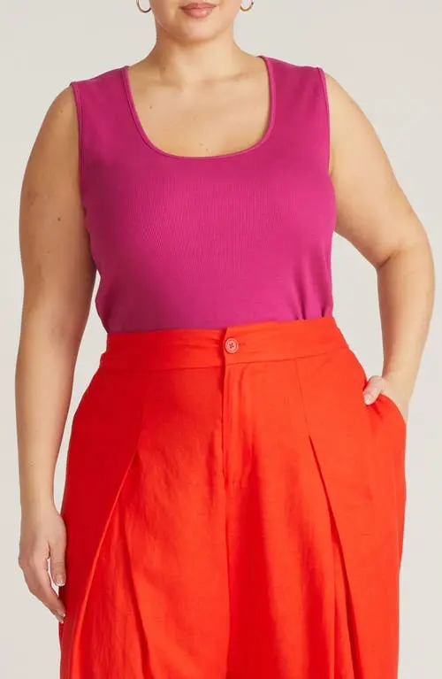 Universal Standard Ribbed Scoop Neck Tank - Hyper Pink
