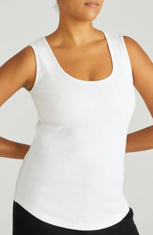 Universal Standard Ribbed Scoop Neck Tank - White