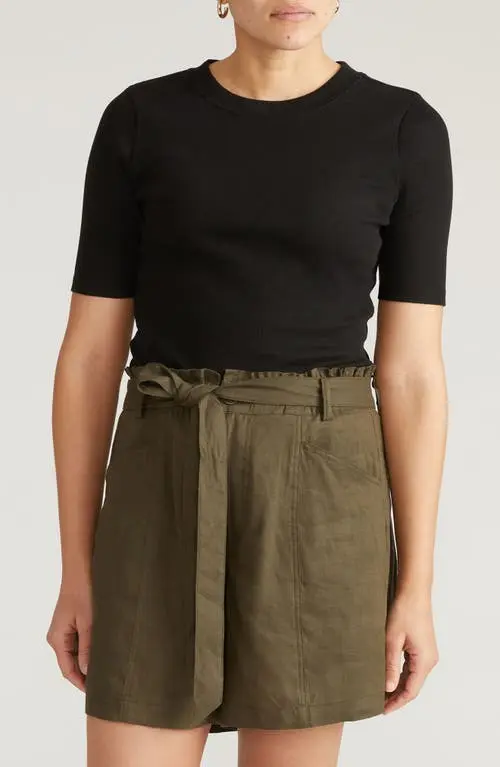 Universal Standard Classic Ribbed Short Sleeve Top - Black