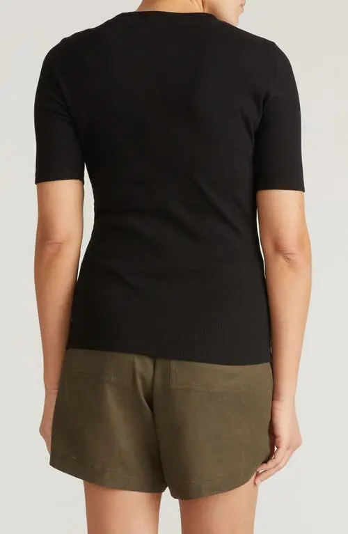 Universal Standard Classic Ribbed Short Sleeve Top - Black