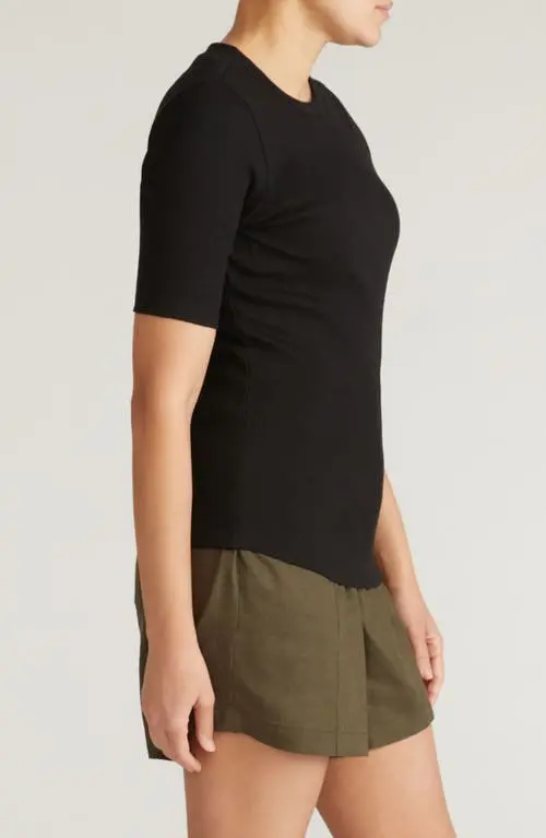 Universal Standard Classic Ribbed Short Sleeve Top - Black
