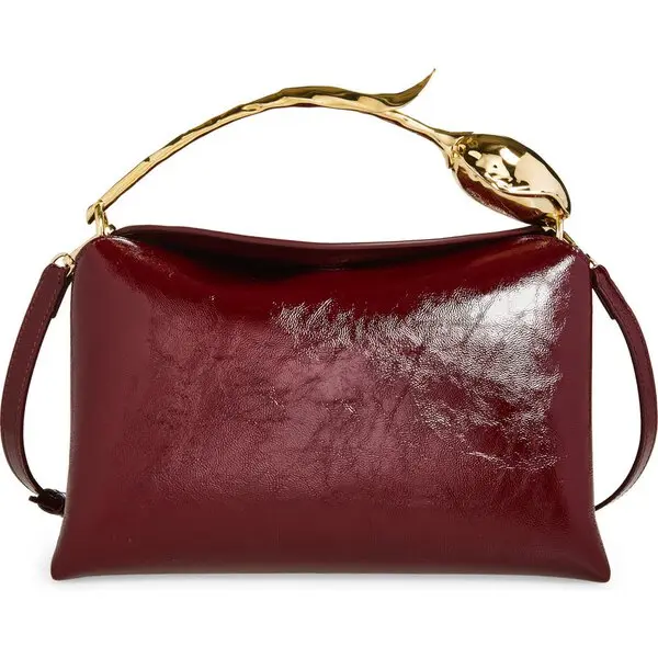 Erdem Medium Bloom Leather Handbag - Ruby Red