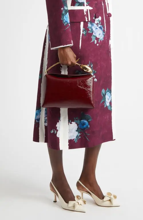 Erdem Medium Bloom Leather Handbag - Ruby Red