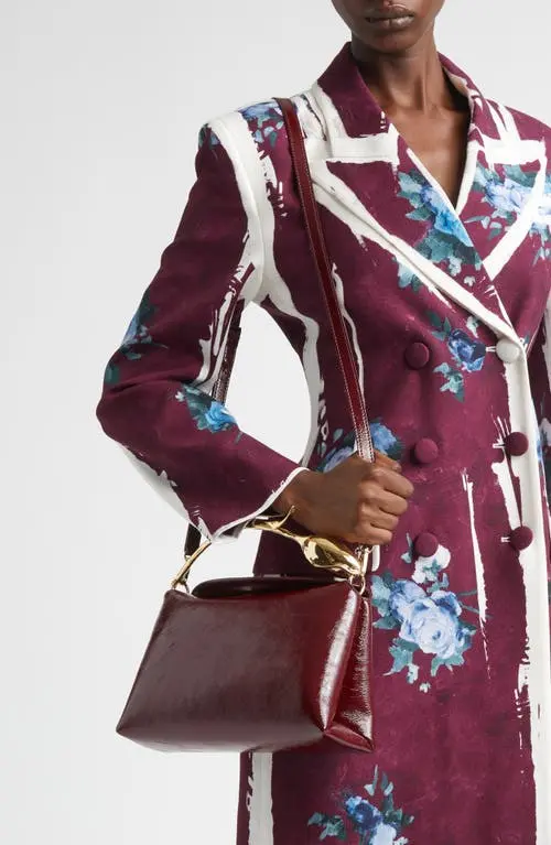 Erdem Medium Bloom Leather Handbag - Ruby Red