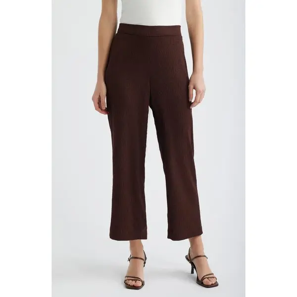 Anne Klein Crinkle Ankle Wide Leg Pants - Dark Chocolate