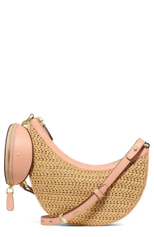 Kate Spade New York Straw And Leather Crossbody Bag - Light Cantaloupe Multi