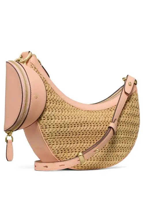 Kate Spade New York Straw And Leather Crossbody Bag - Light Cantaloupe Multi