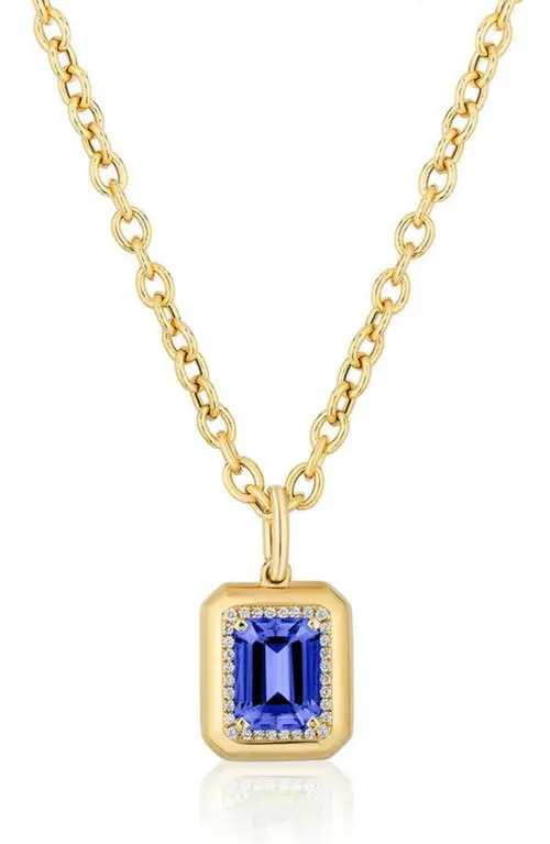 Goshwara G-classic Emerald Cut Pendant Necklace - Vivid Blue