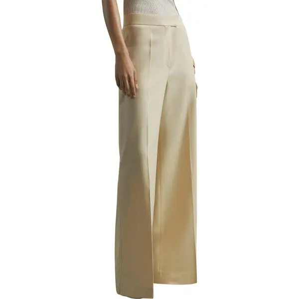 REISS Anya Wide Leg Silk & Wool Pants
