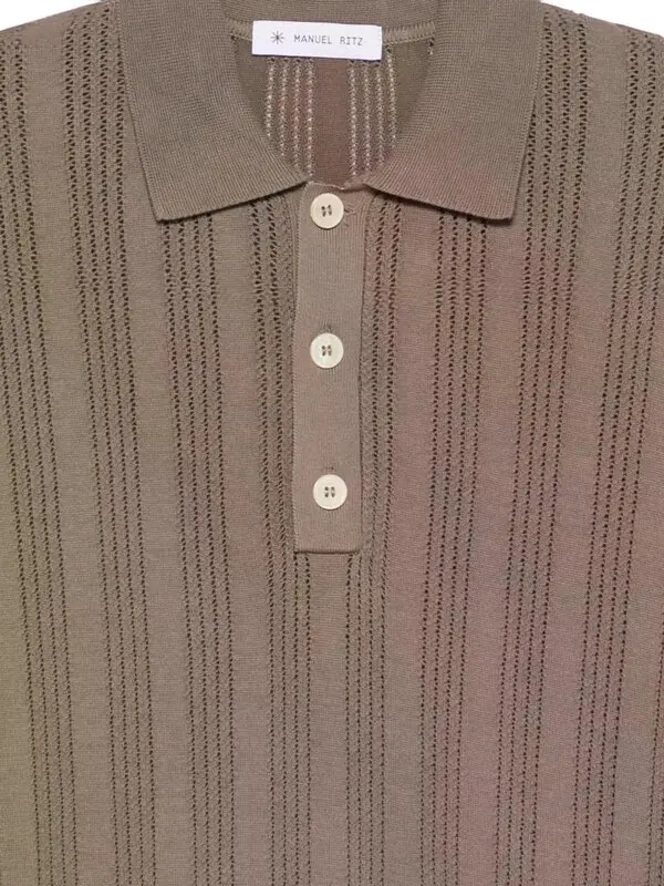 MANUEL RITZ Perforated Ribbed-knit Polo Shirt