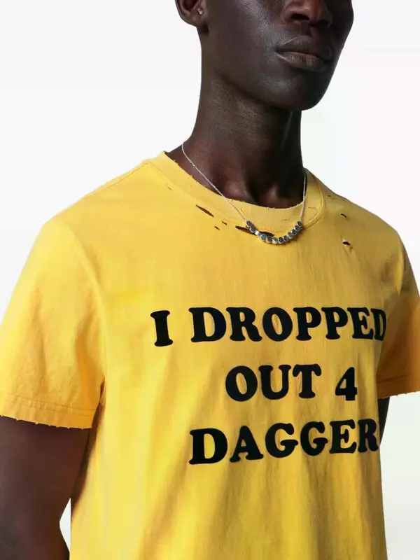DAGGER Distressed Slogan-print T-shirt