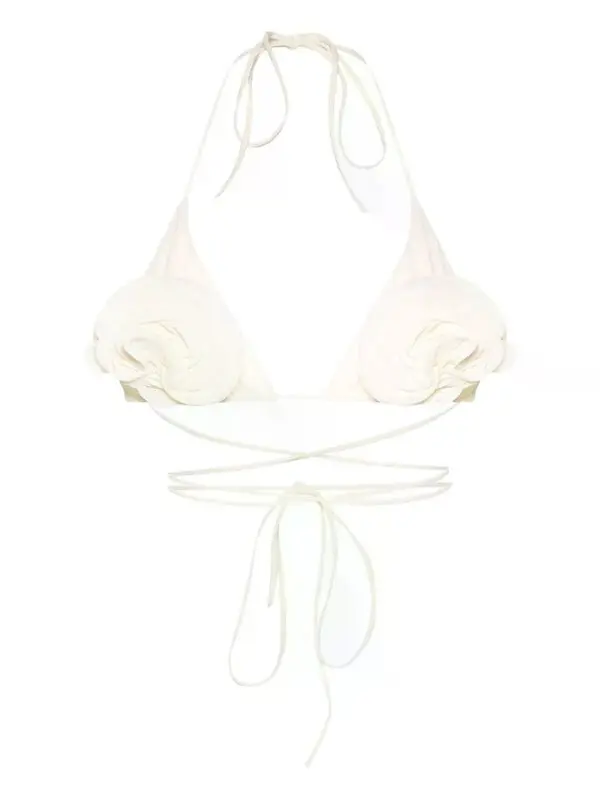 Magda Butrym Floral-appliqué Bikini Top - Neutrals